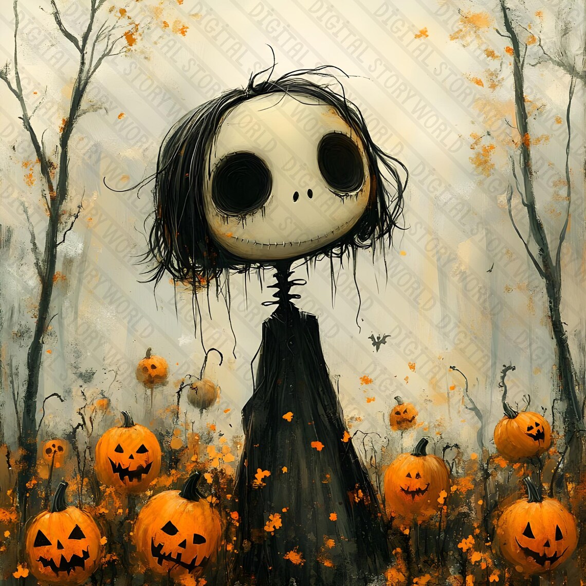Spooky Backgrounds Bizarre Digital Halloween Elements, Digital Pumpkin ...