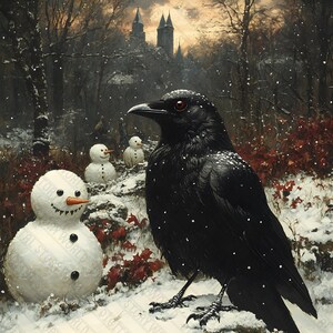 25 Vintage Backgrounds Digital Christmas Day Items, Snowman and Crow ...