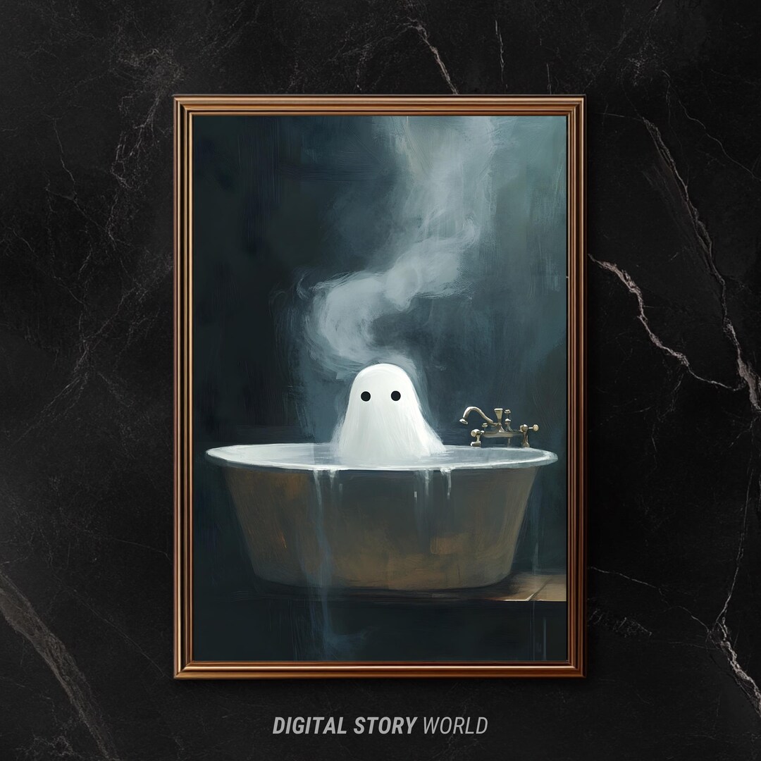 Ghost Taking a Bath, Dark Academia Decor, Halloween Printable Poster ...