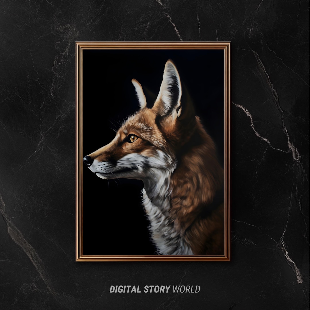 Majestic Fox Portrait, Dark Gothic Animal Art, Mysterious Wildlife ...
