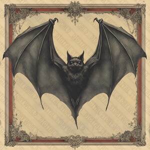 30 Gothic Bat Page Elements, Background Mystical Digital Halloween ...