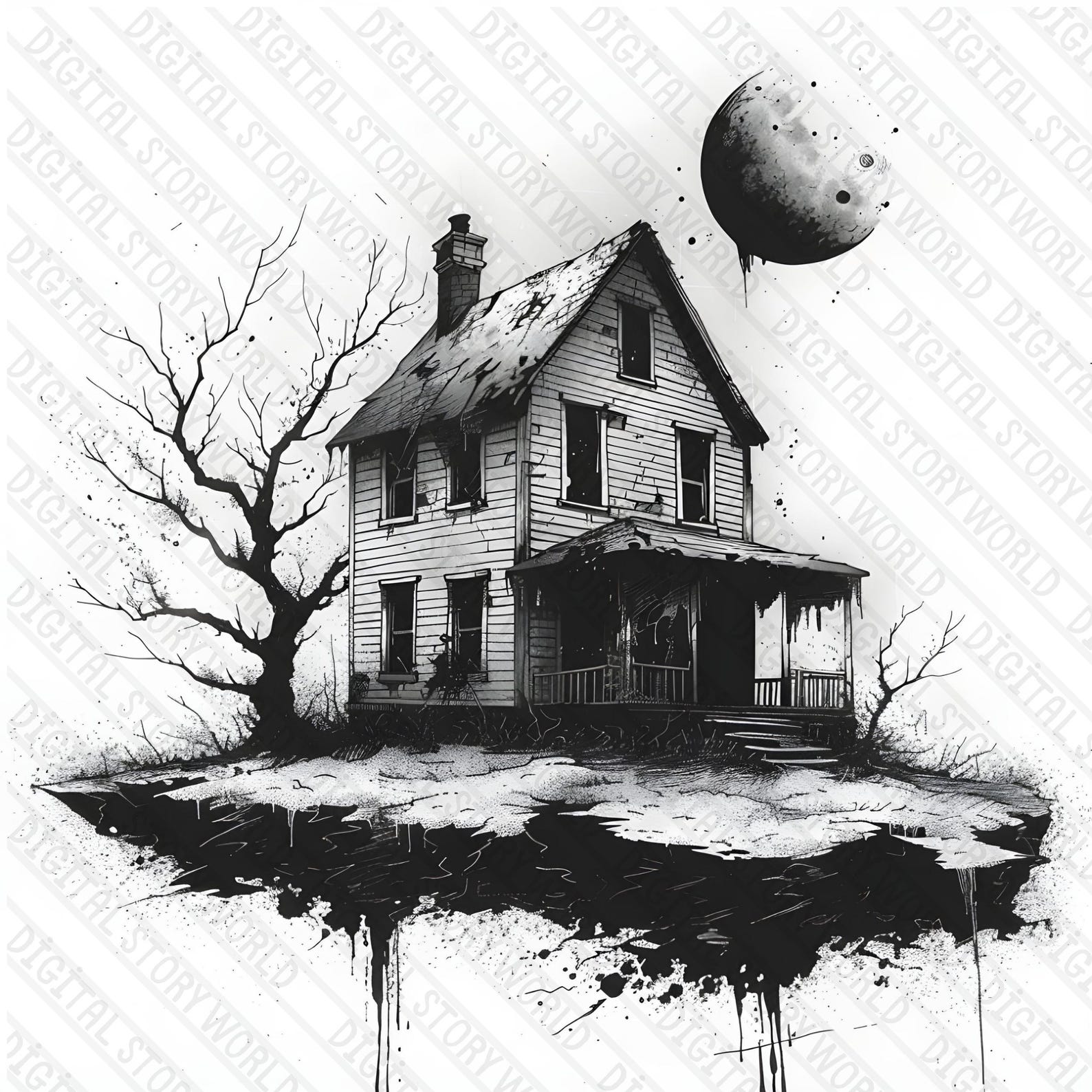 15 Gothic Haunted Houses, Scary Digital Halloween Elements, Digital ...