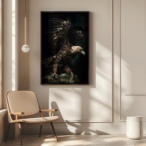 Majestic Eagle Portrait, Dark Gothic Bird Art, Mysterious Wildlife ...
