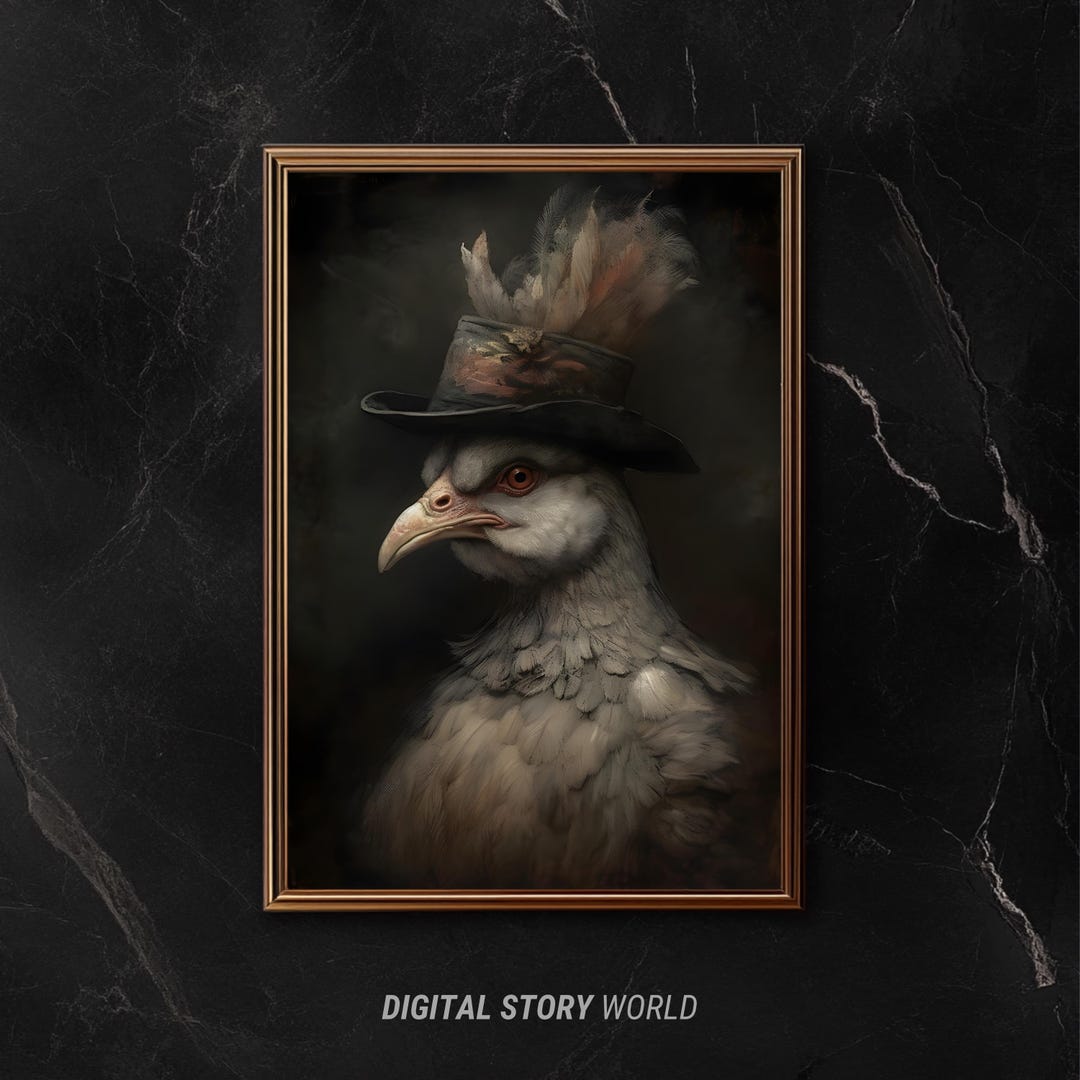 Gothic Chicken Art - Dark and Enchanting Wall Print, Unique Digital ...