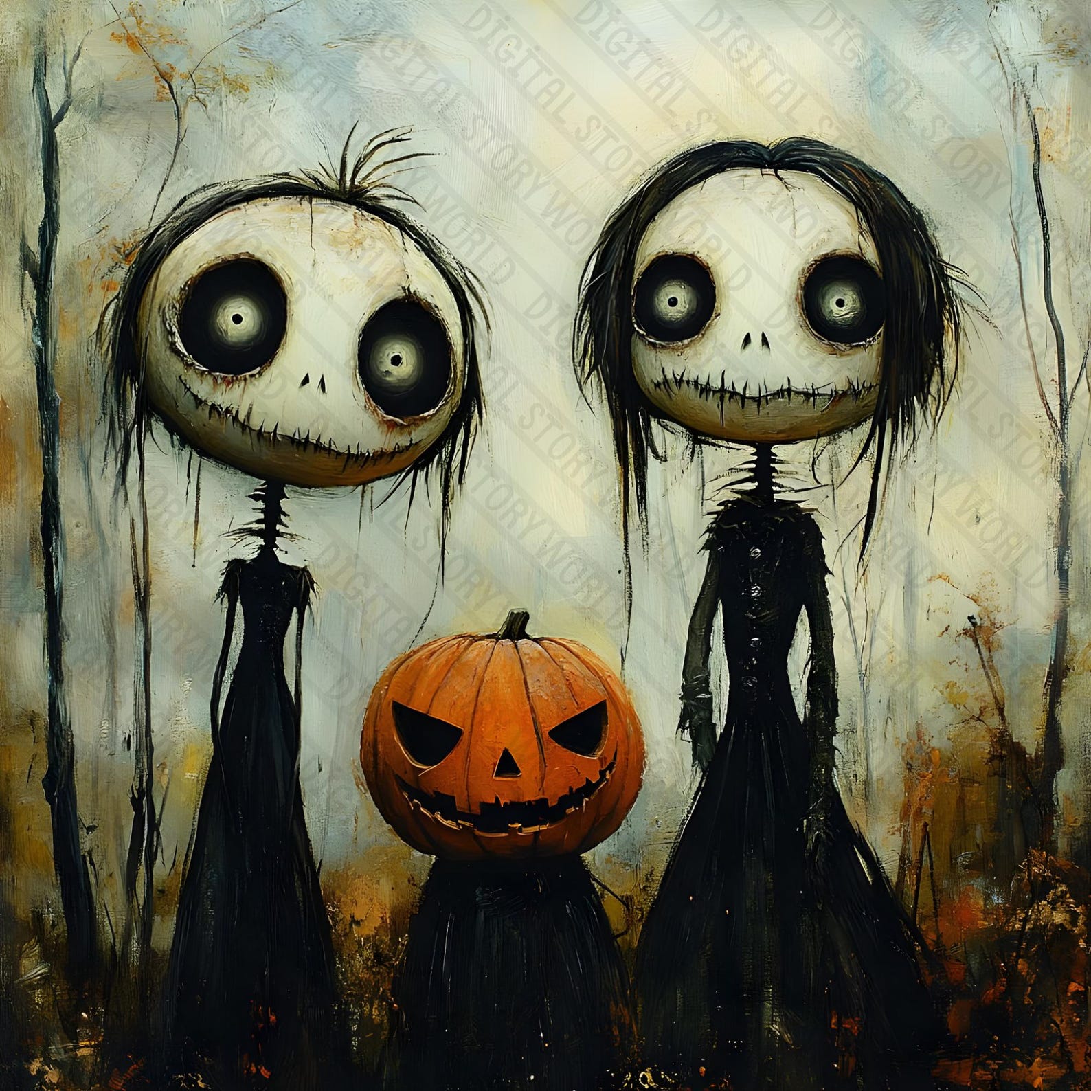 Spooky Backgrounds Bizarre Digital Halloween Elements, Digital Pumpkin ...