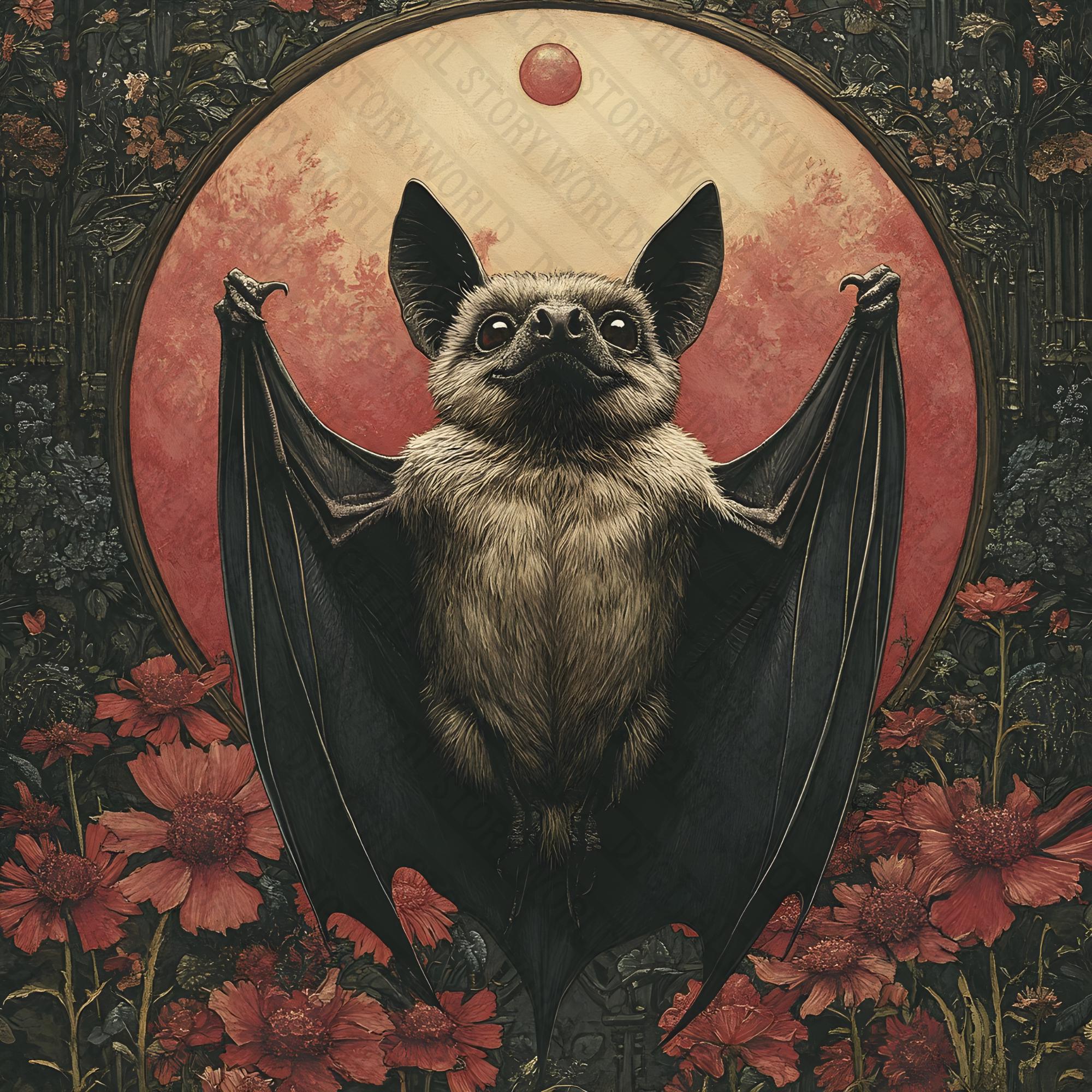 30 Gothic Bat Page Elements, Background Mystical Digital Halloween ...