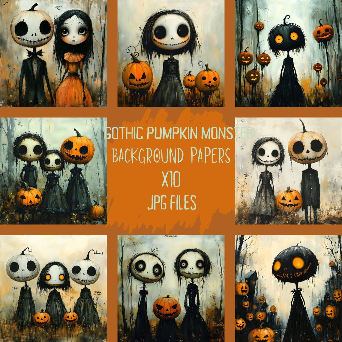 Spooky Backgrounds Bizarre Digital Halloween Elements, Digital Pumpkin ...
