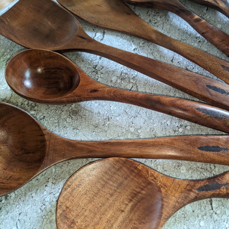 Montuk 7 Pcs Natural Teak Wood Cooking Utensils Set for Kitchen, Spoon ...