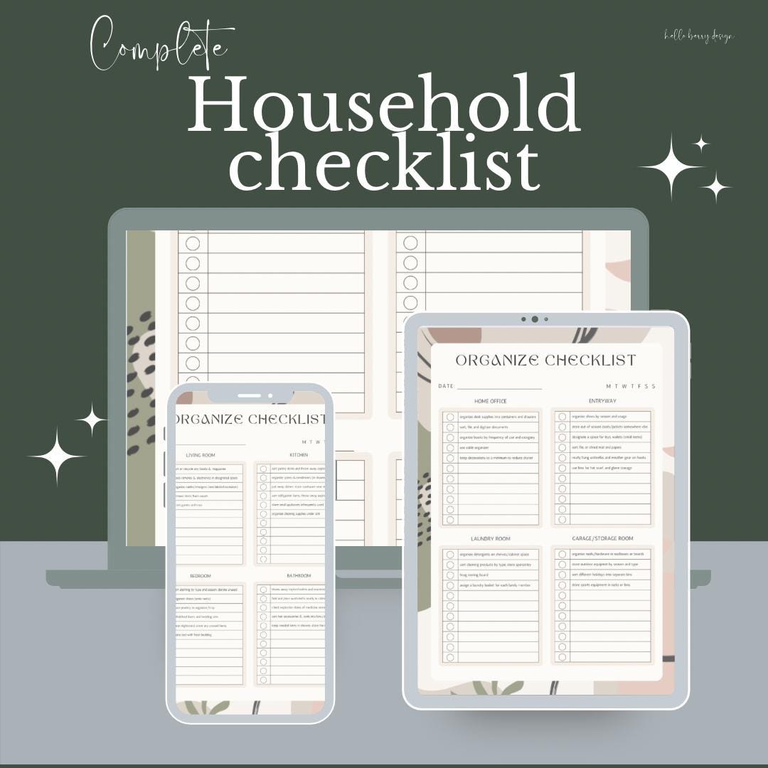 Organization Household Checklist - Etsy