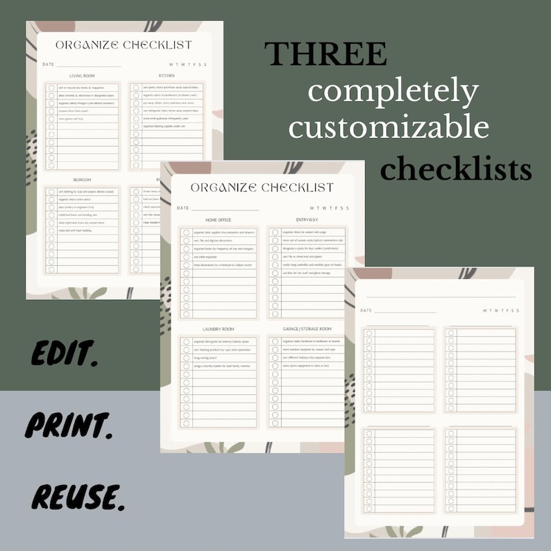 Organization Household Checklist - Etsy