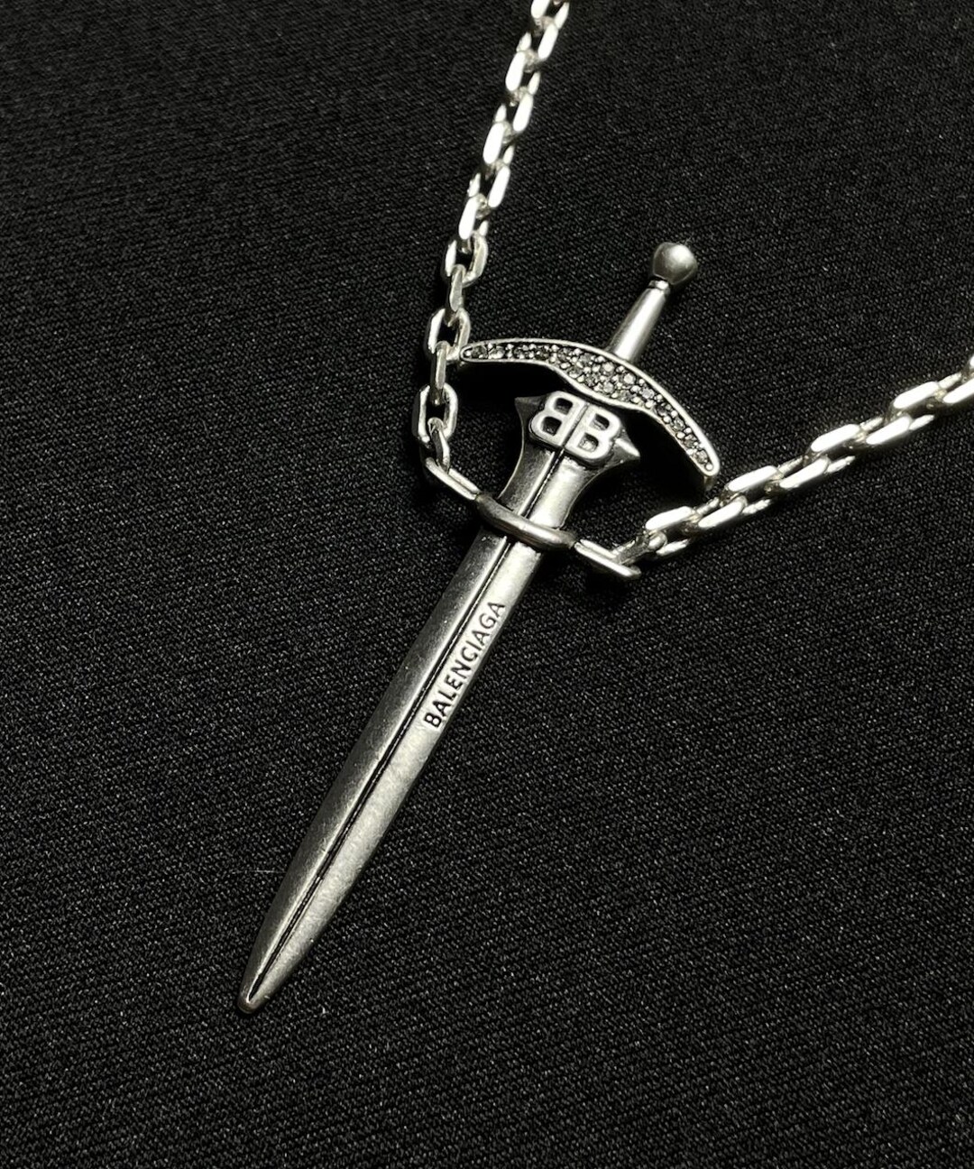 Vintage Chains Balenciaga Silver With Stones Rare Chains Pendant Gift ...