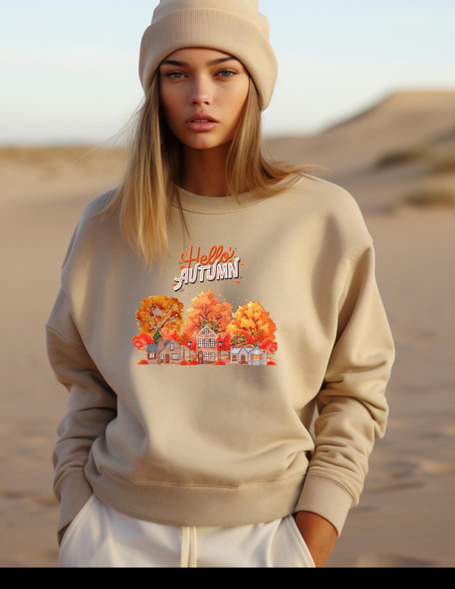 Hello Autumn Jumper / Pumpkin Spice Latte Autumn Leaves Jumper / Fall ...