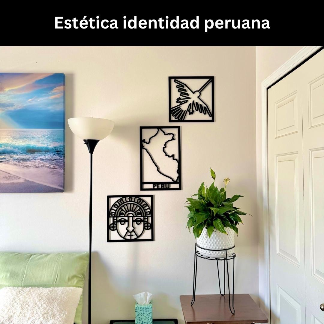Peru Map, Colibri, Inca Face Aesthetic Decor Frames. Minimalistic ...