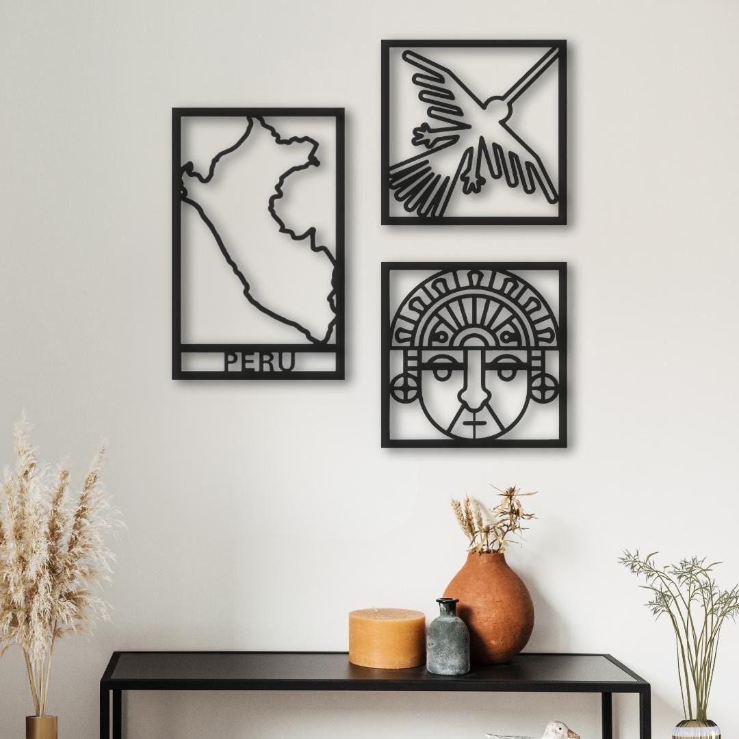 Peru Map, Colibri, Inca Face Aesthetic Decor Frames. Minimalistic ...