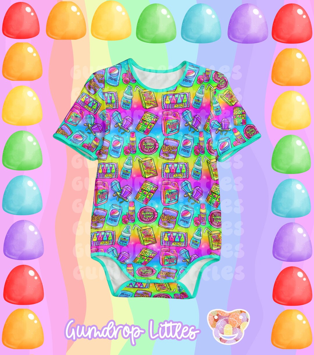 ABDL Neon Retro Snacks Onesie - Etsy