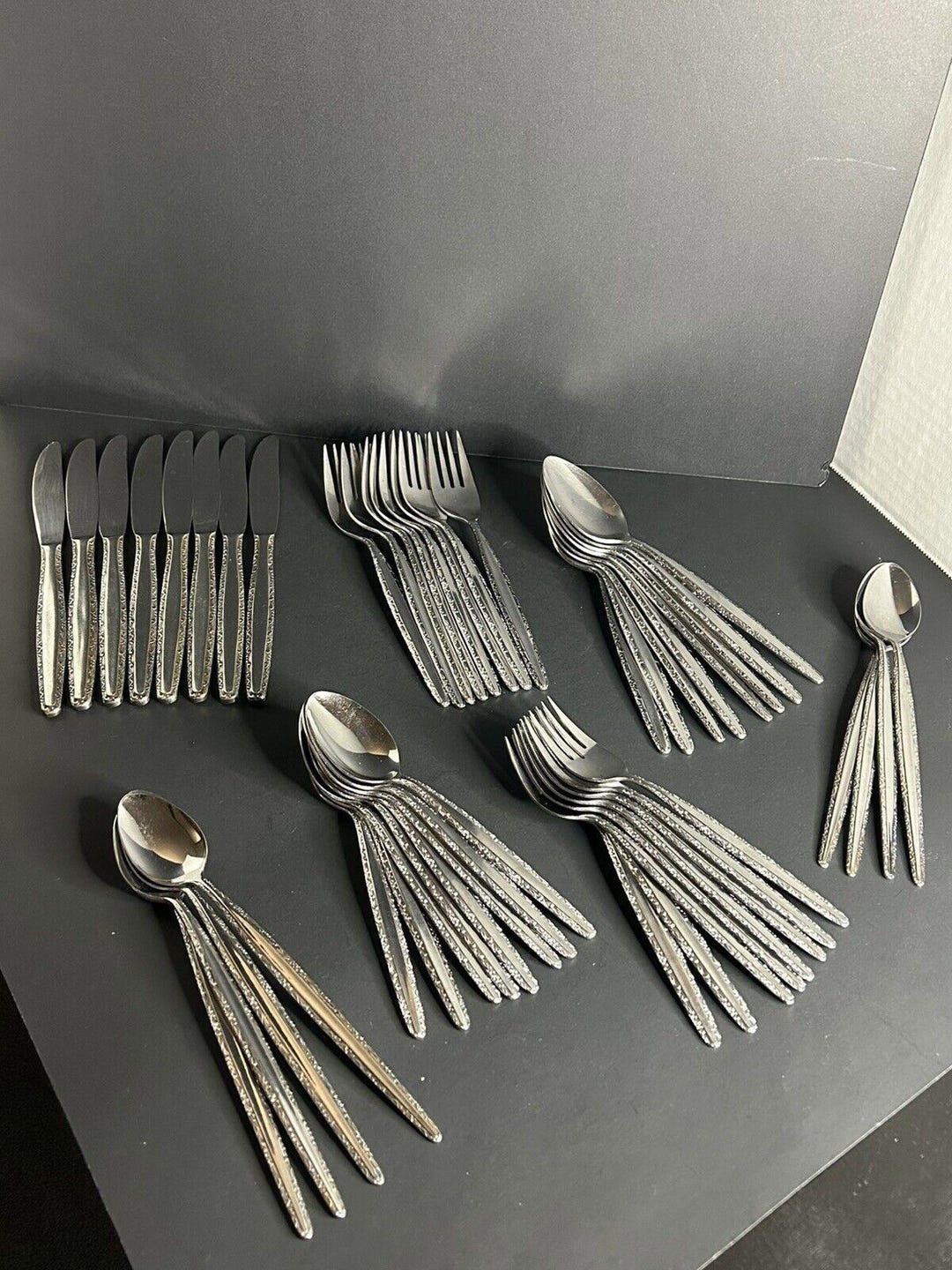 Vintage Riviera Stainless Floral Handle Design Japan Flatware Set 48 ...