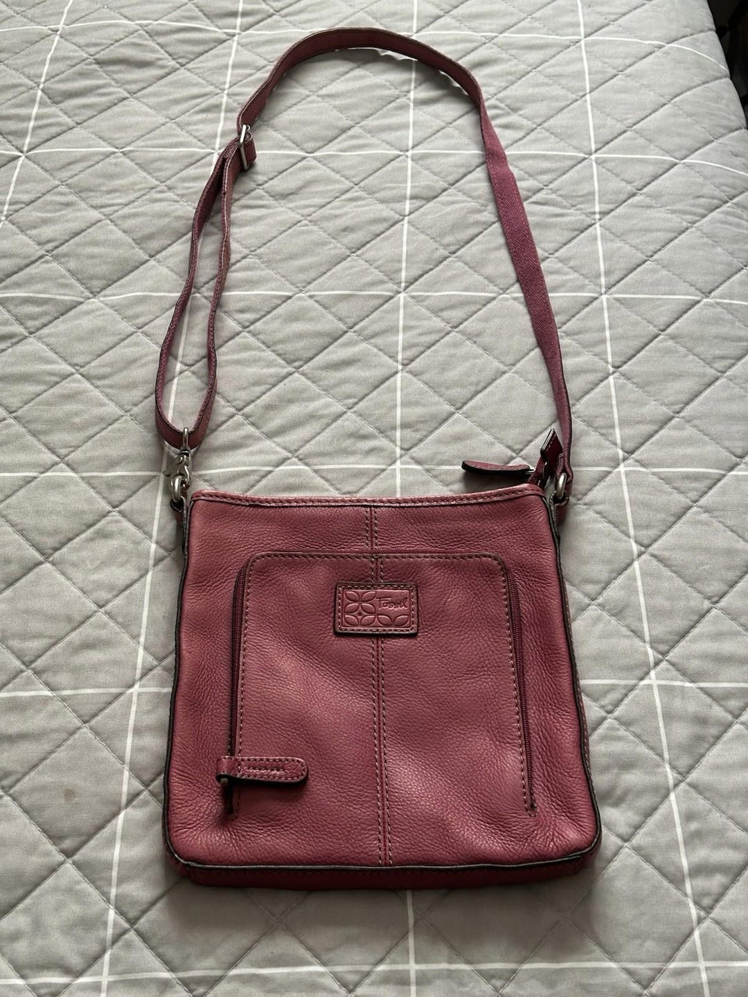 Vintage FOSSIL 100% Leather CROSSTOWN ORGANIZER Crossbody Bag Purse 90 ...