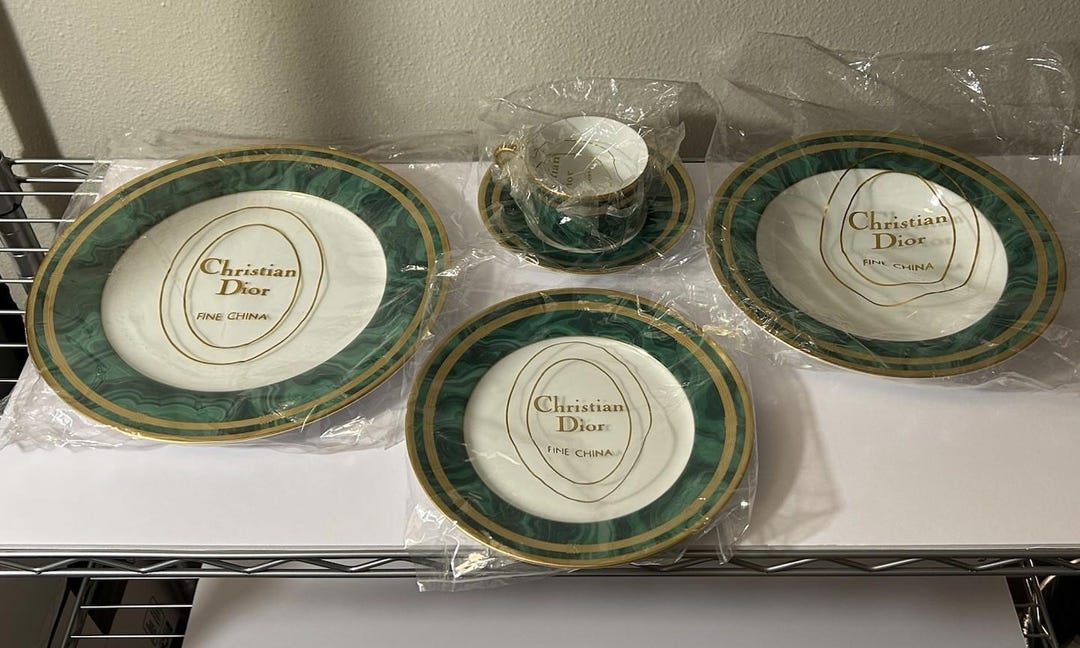 New Old Stock Christian Dior Gaudron Malachite Dinnerware 5 Piece Place ...