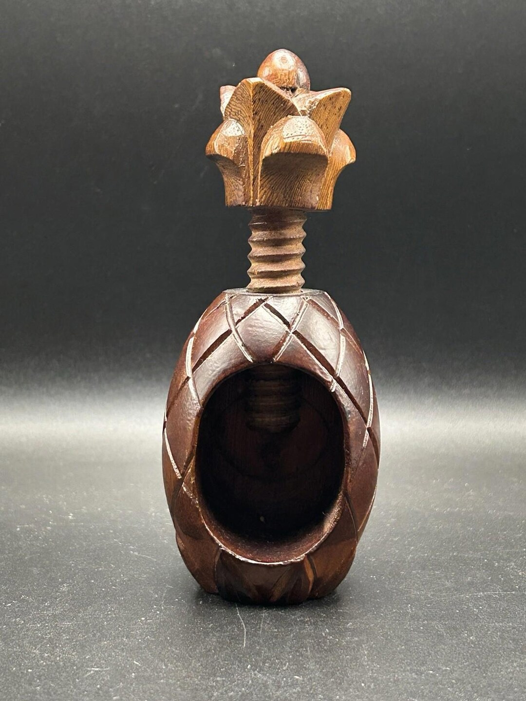 Vintage Hand Carved Pineapple Screw Nutcracker Read - Etsy
