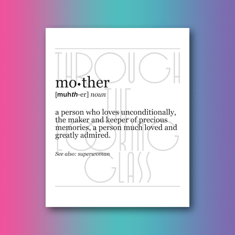 Mother Definition Digital Download SVG PDF JPG Png Printable Art ...