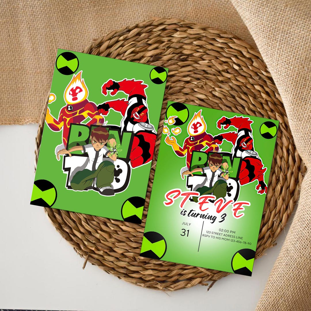 Editable Ben 10 Birthday Invitation Card, Ben 10 Birthday Invite, Ben ...