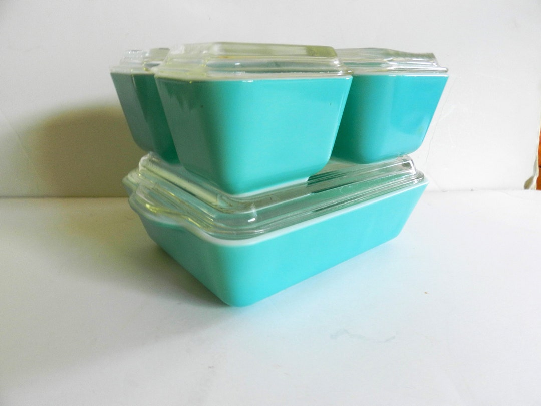 Pyrex Refrigerator Set, Turquoise Refrigerator Bowls, Pyrex Kitchen ...