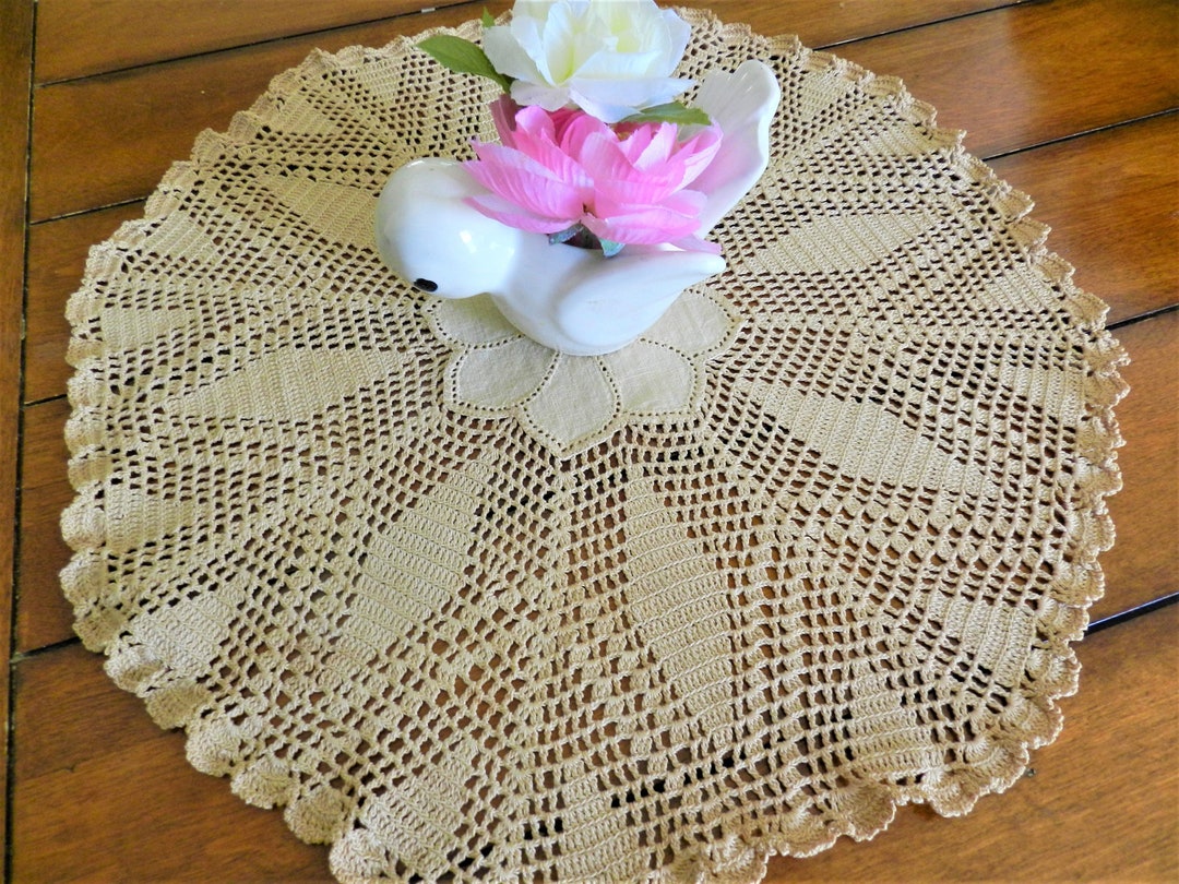 Round Ecru Doily, Fancy Doily, Beige, Crochet Doily - Etsy