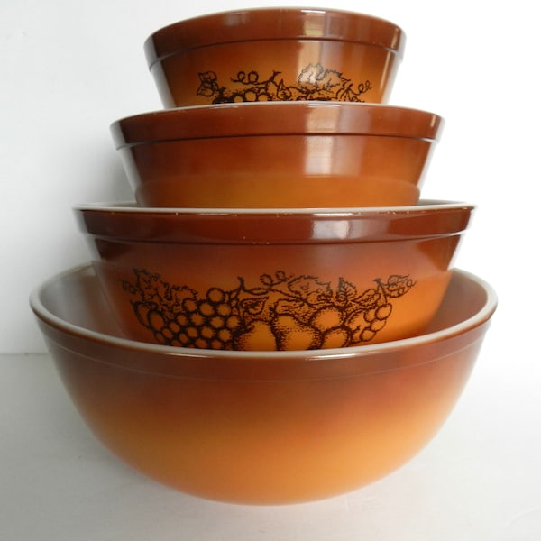 Vintage Brown Pyrex Bowls Old Orchard - Etsy