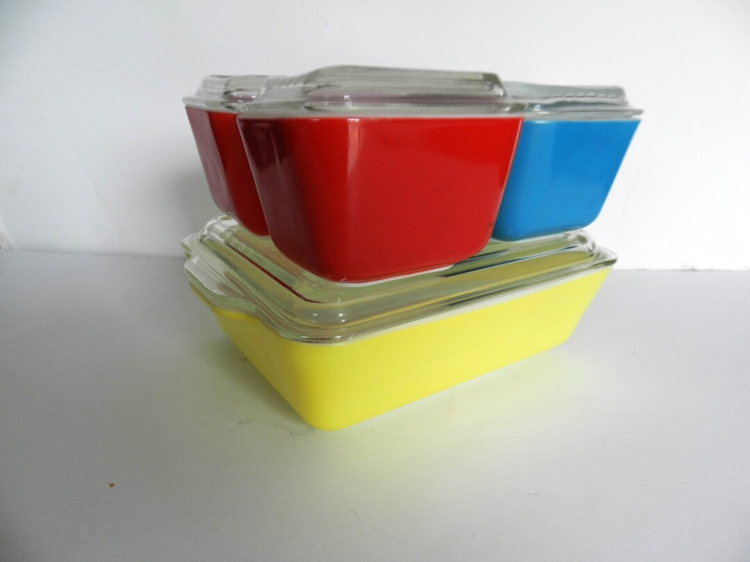 Pyrex Refrigerator Set, Primary Refrigerator Bowls, Pyrex Kitchen ...