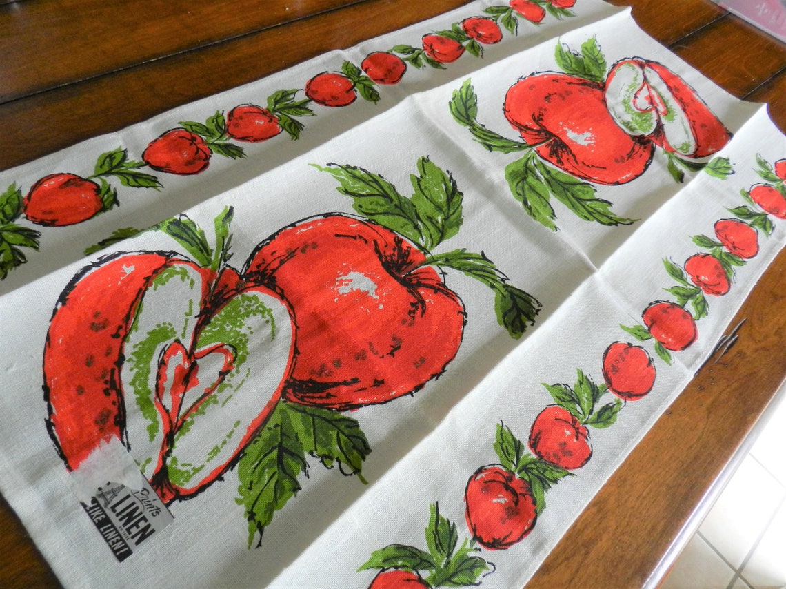 NOS Red Apple Towel, Fruit Towel, Parisian Prints , Kitchen - Etsy