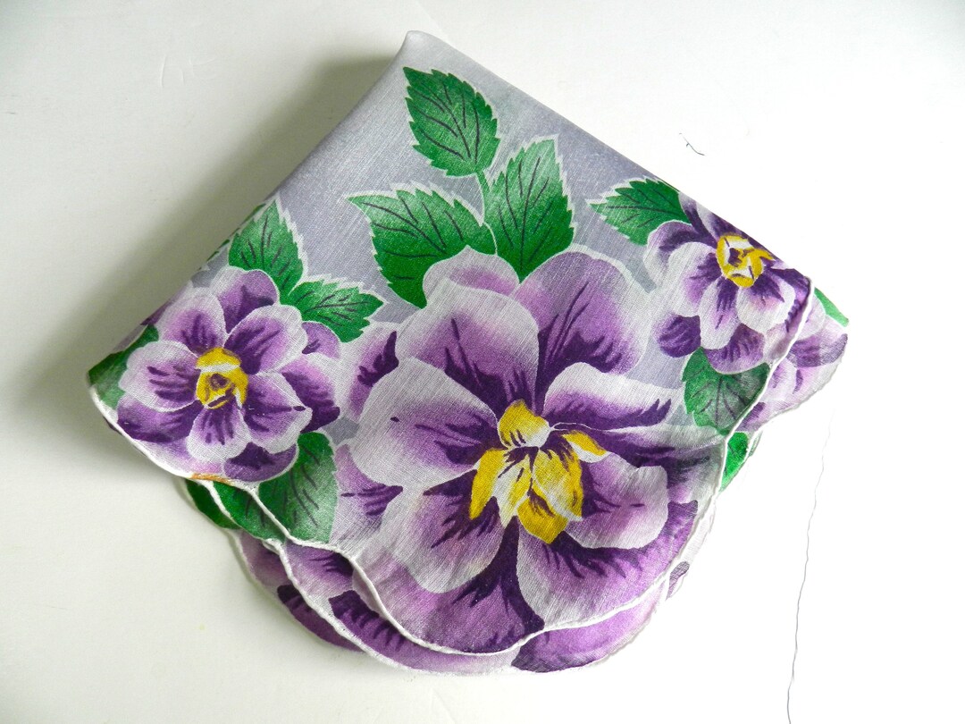 Purple Pansy Handkerchief, Purple, Wedding Handkerchief, Bridal Gift - Etsy