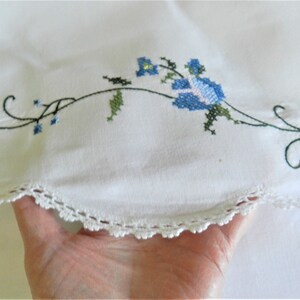 Blue Embroidered Envelope Sham Pillowcase Crochet Trim - Etsy