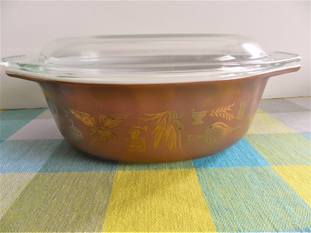 Pyrex Early American Casserole, Pyrex 1.5 Qt Covered Dish, Oval Pyrex ...