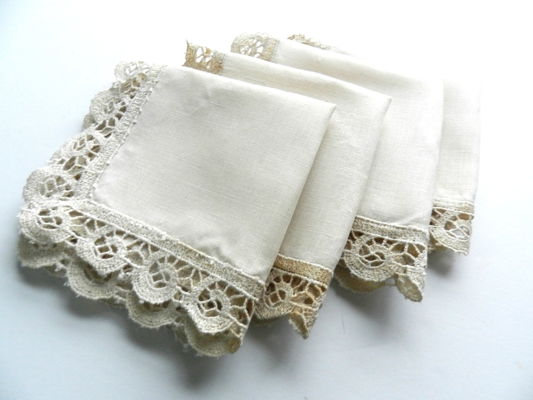 NOS 4 Lace Trimmed Napkins, Luncheon Napkins, Napkins, Never Used - Etsy