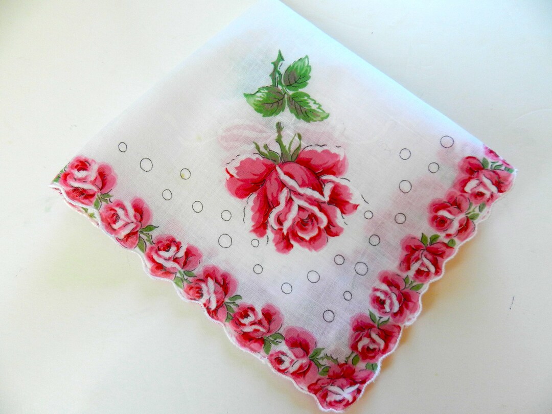 Pink Rose Handkerchief, Pink, Roses, Collectible, Wedding Hanky - Etsy