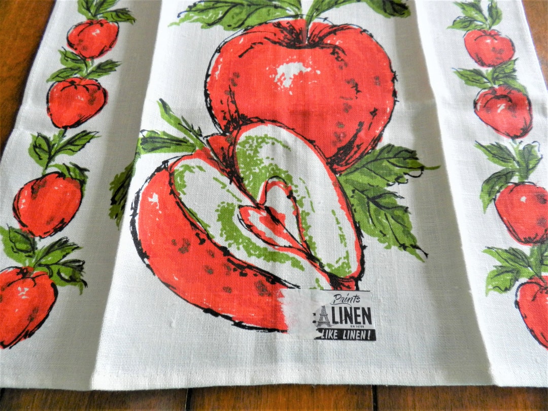 NOS Red Apple Towel, Fruit Towel, Parisian Prints , Kitchen - Etsy