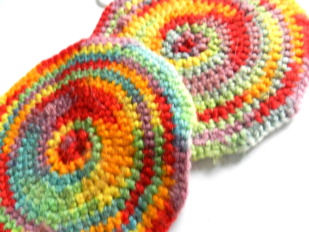 2 Vintage Multi Colored Trivet Potholders, Potholder Set, Retro Trivets ...