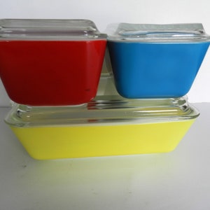 Pyrex Refrigerator Set, Primary Refrigerator Bowls, Pyrex Kitchen ...