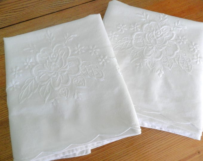 European Style White Embroidered Pillowcases - Etsy