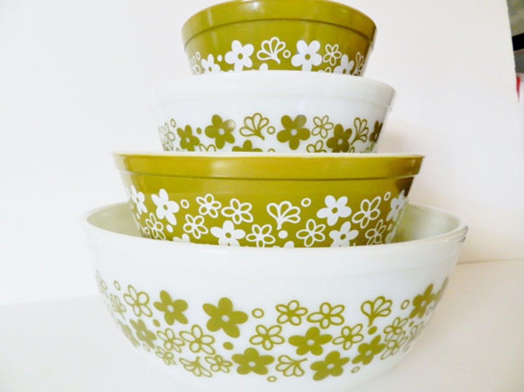 Pyrex Spring Blossom Bowls, Pristine, Pyrex Avocado Bowl Set, 1970s ...