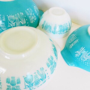 Pyrex Butterprint Bowl Set, 4 Pc Pyrex Amish Bowl Set, Turquoise Pyrex ...