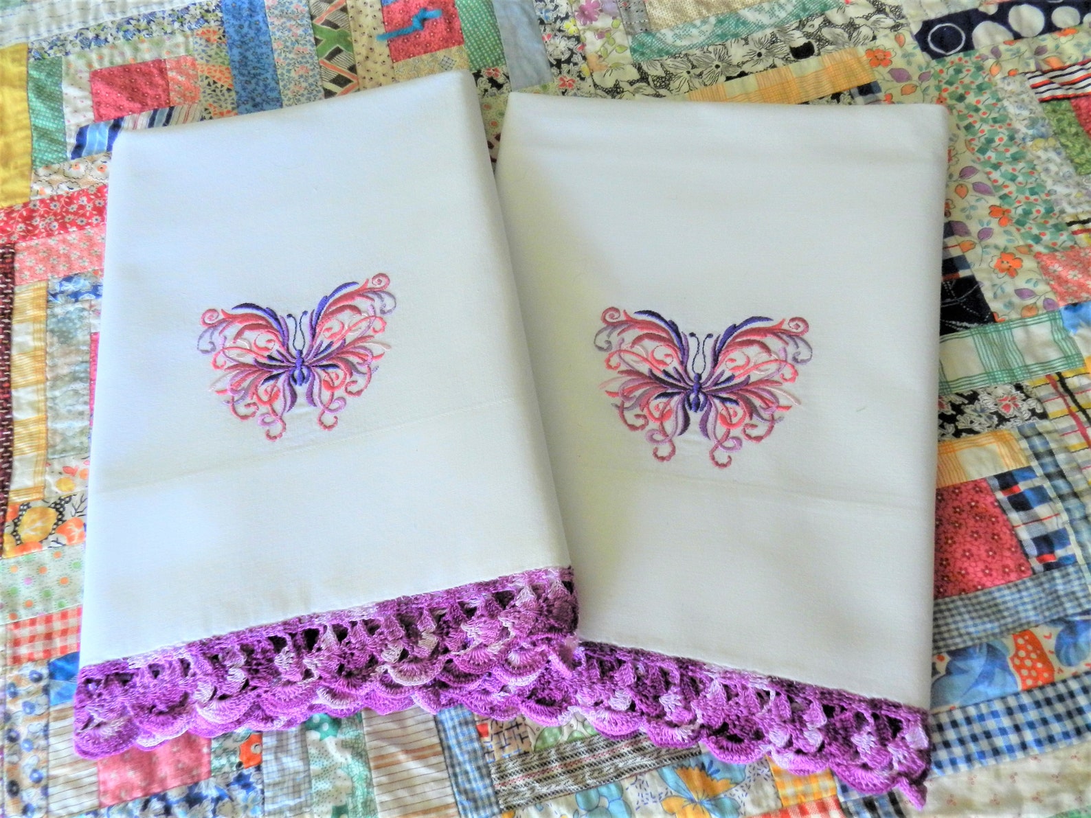 NOS Purple Butterfly Pillowcases, Purple Pillowcases, Butterfly ...