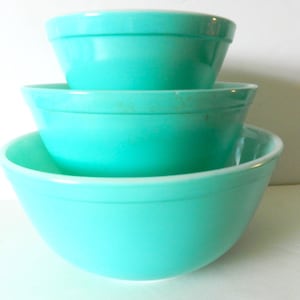 3 Pc Set Pyrex Turquoise Bowls, Turquoise Nesting Bowls, Retro - Etsy