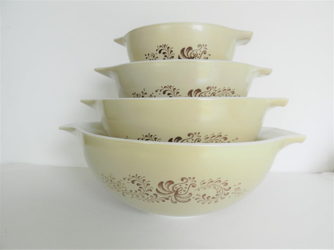 4 Pc Pyrex Homestead Bowl Set, Pyrex Bowls, Brown Homestead - Etsy
