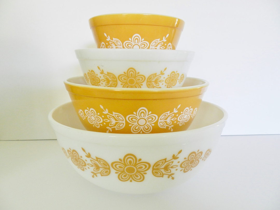 Pyrex Butterfly Bowl Set 1960s Pyrex Bowls Gold Pyrex - Etsy