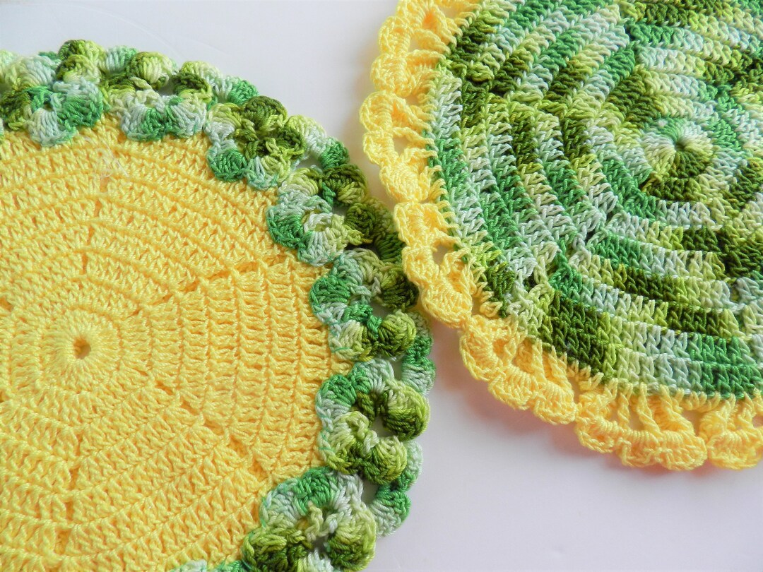A Set of Pansy Yellow Green Trivet Potholders, Hot Pads, - Etsy