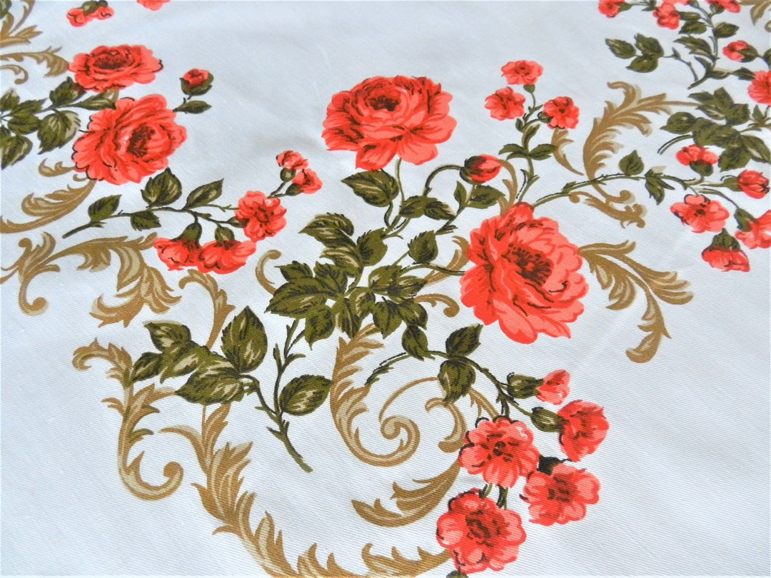 NOS Red Rose Tablecloth, Red Roses, Never Used Tablecloth, Red ...