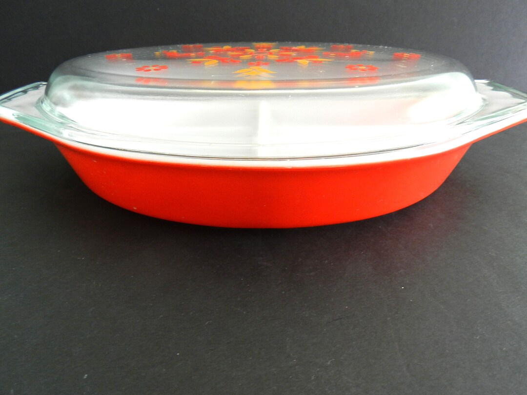 Pyrex Red Friendship Divided Dish, Divided Veggie Dish, Vegetables - Etsy