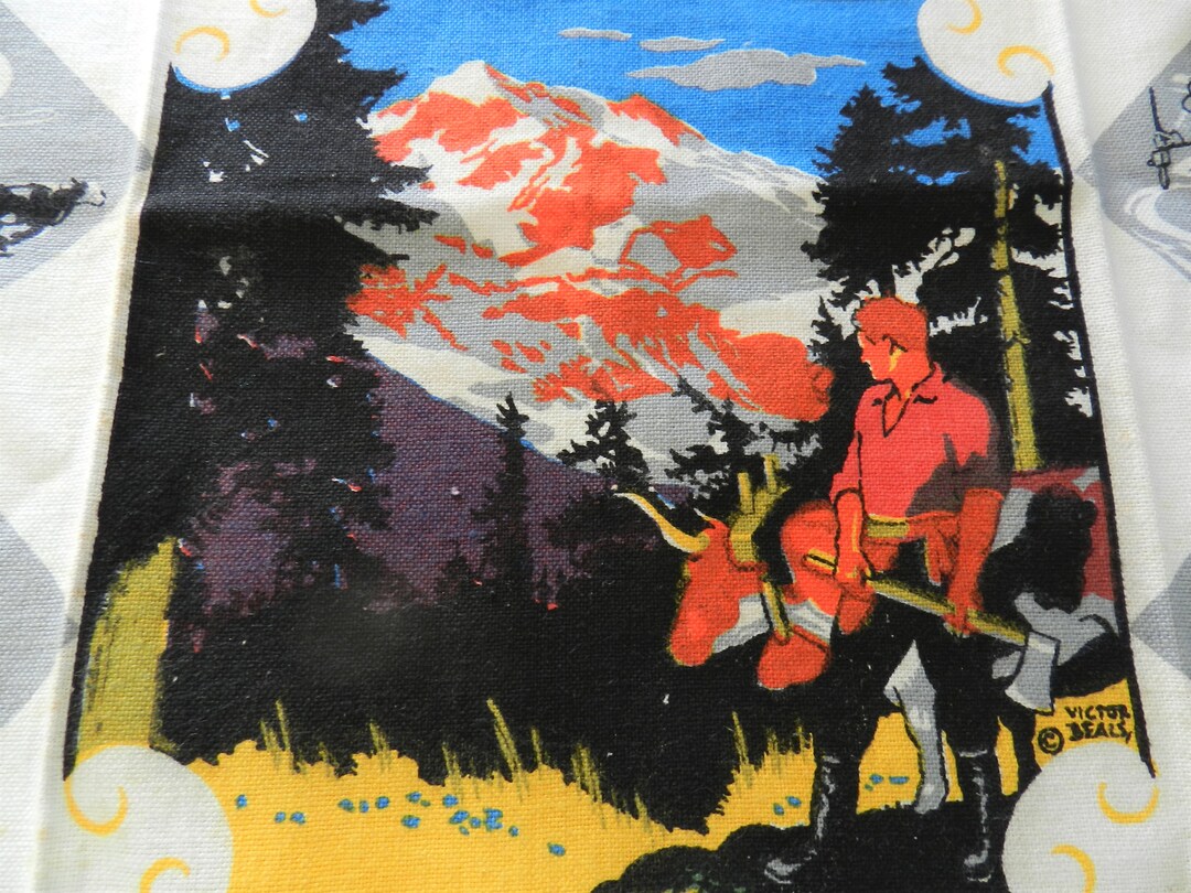 NOS Victor Beals Towel, Cowboy Americana People Print Towel ...
