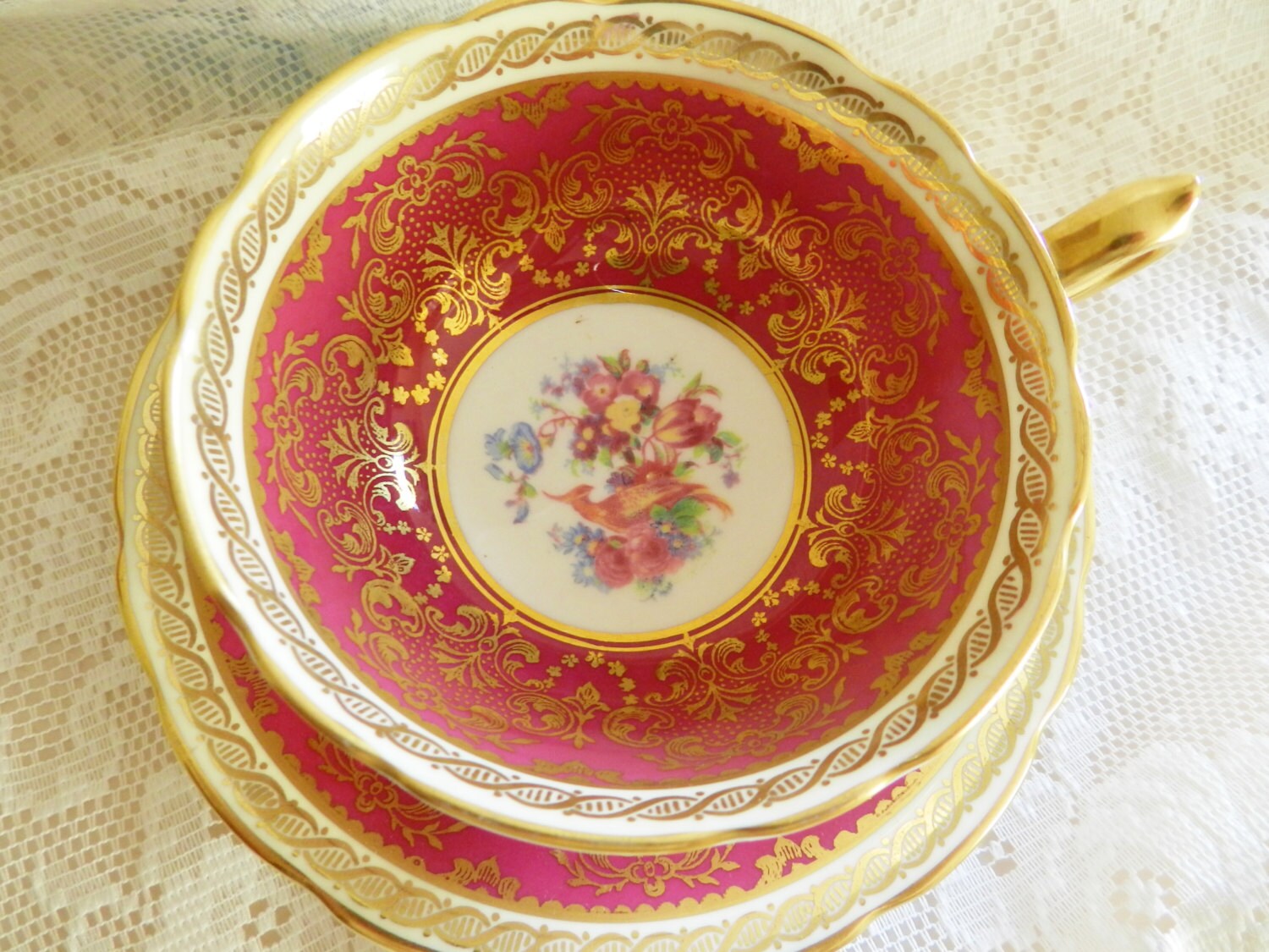 SALE Red Paragon Teacup Bird of Paradise Tea Cup Ruby Teacup - Etsy